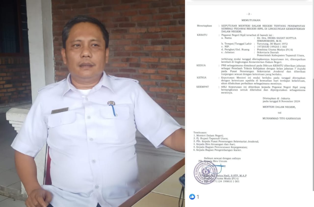 Indra Simaremare Ditarik Kemendagri dari Taput